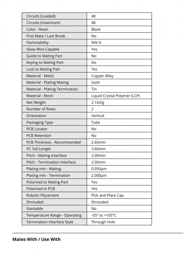 MOLEX 151117 series product specification page 3