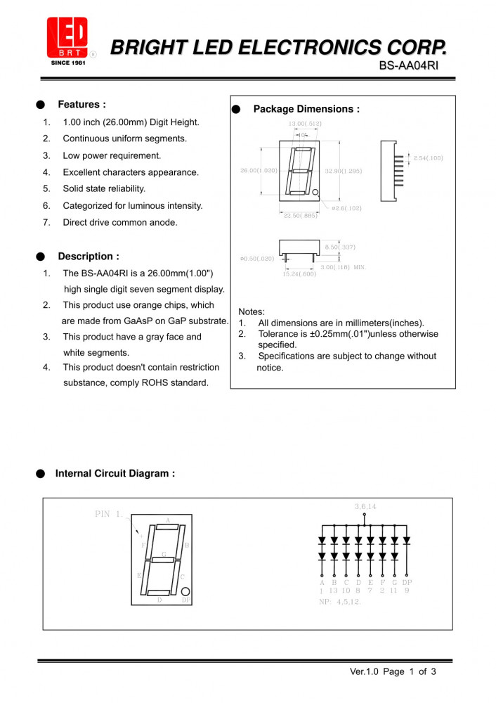 BS-AA04RI datasheet page 1