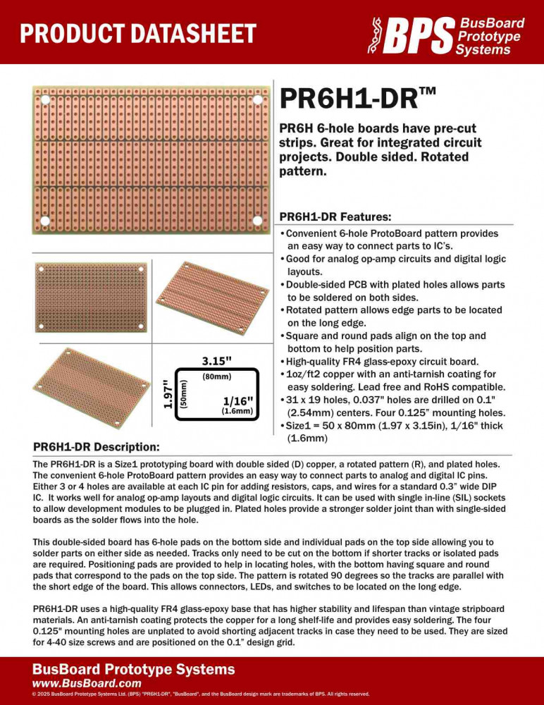 PR6H1-DR product drawing page 1