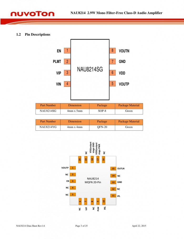 NAU8214SG datasheet page 3