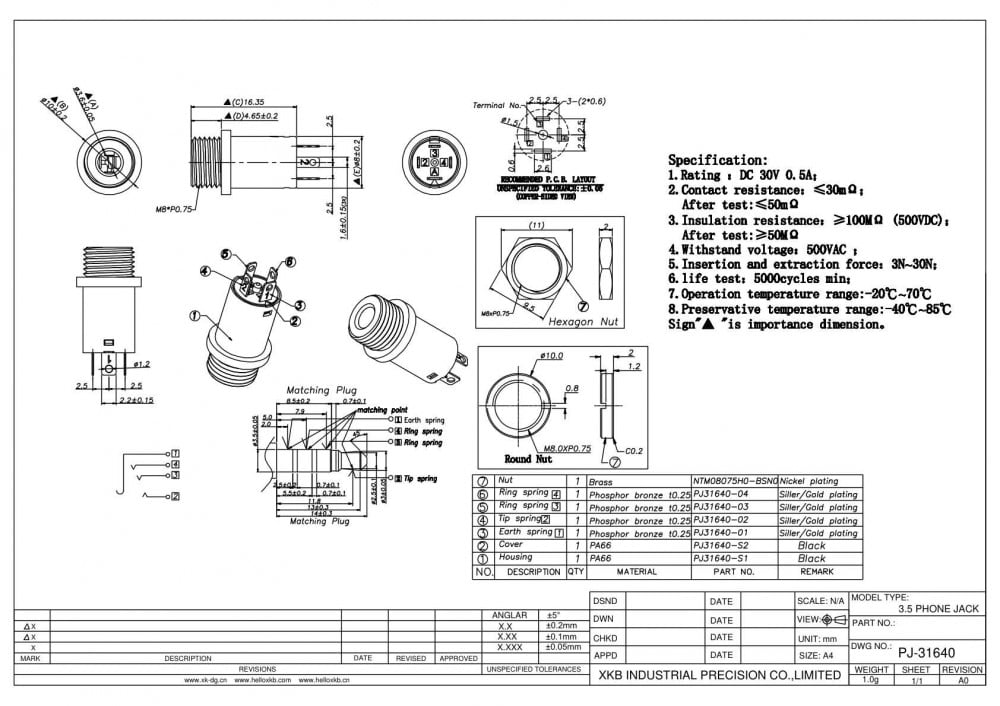 PJ-31640 technical drawing page 1