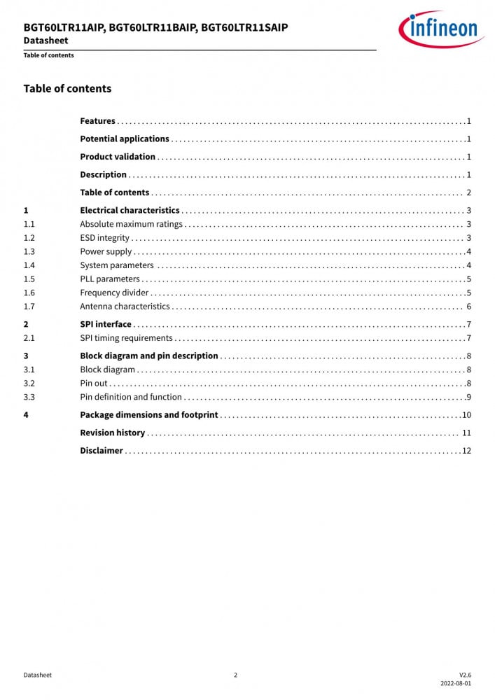 BGT60LTR11AIP datasheet page 2