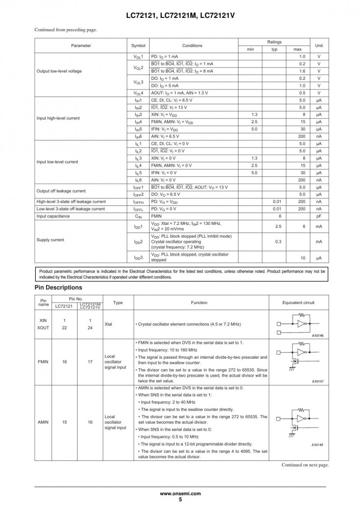 LC72121V datasheet page 6