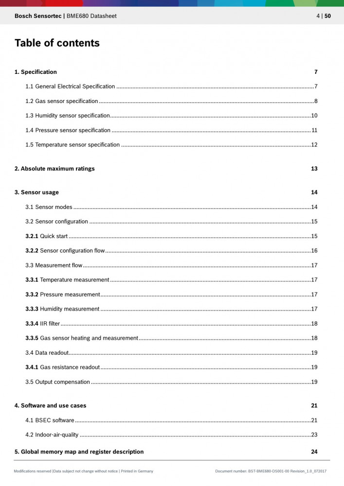 BME680 datasheet page 4