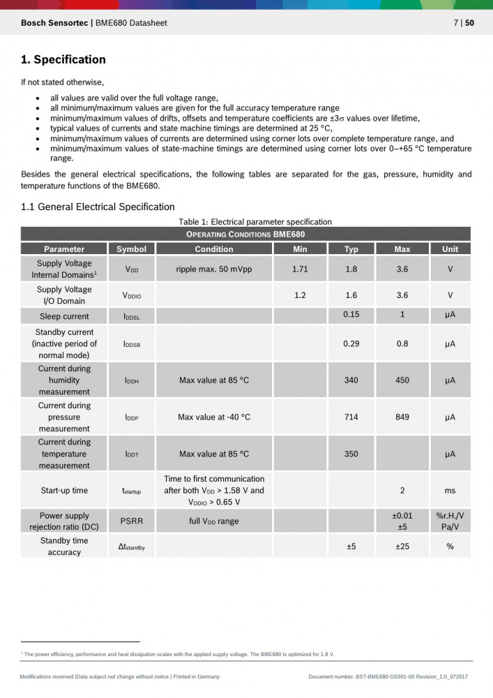 BME680 datasheet page 7