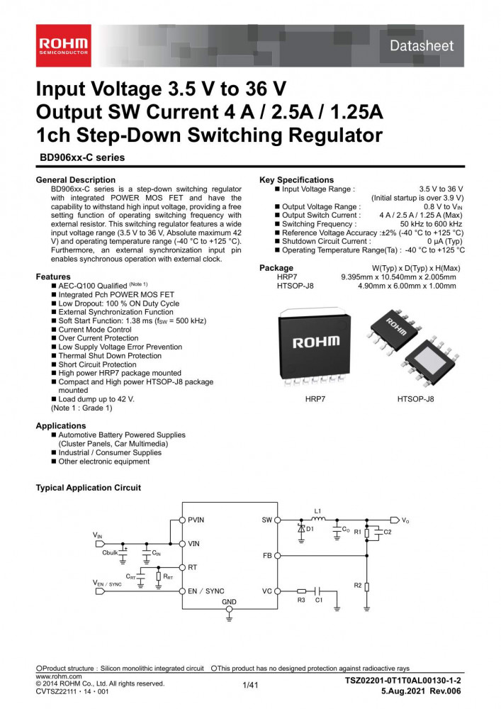 BD90620UEFJ-CE2 datasheet page 1
