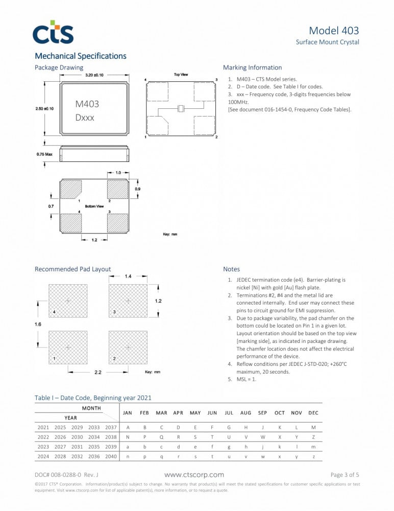CTS Model 403 datasheet page 3