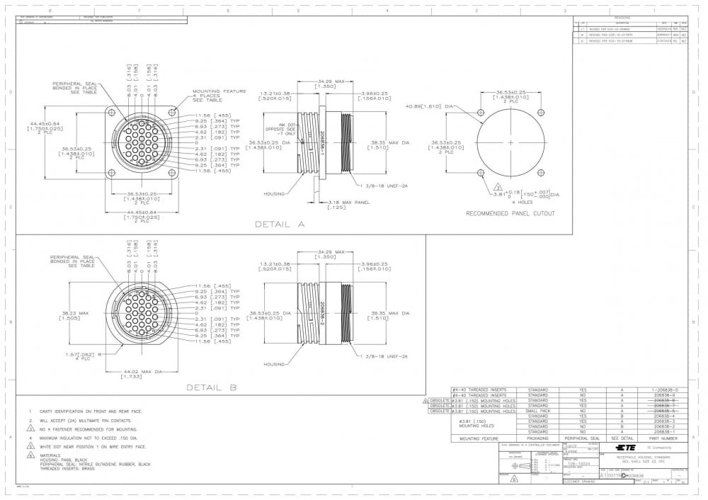 TE Connectivity 206838-1 controlled drawing preview