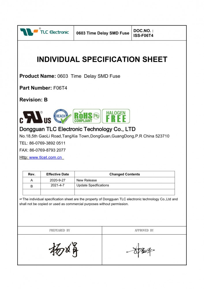 F06T4 datasheet page 1