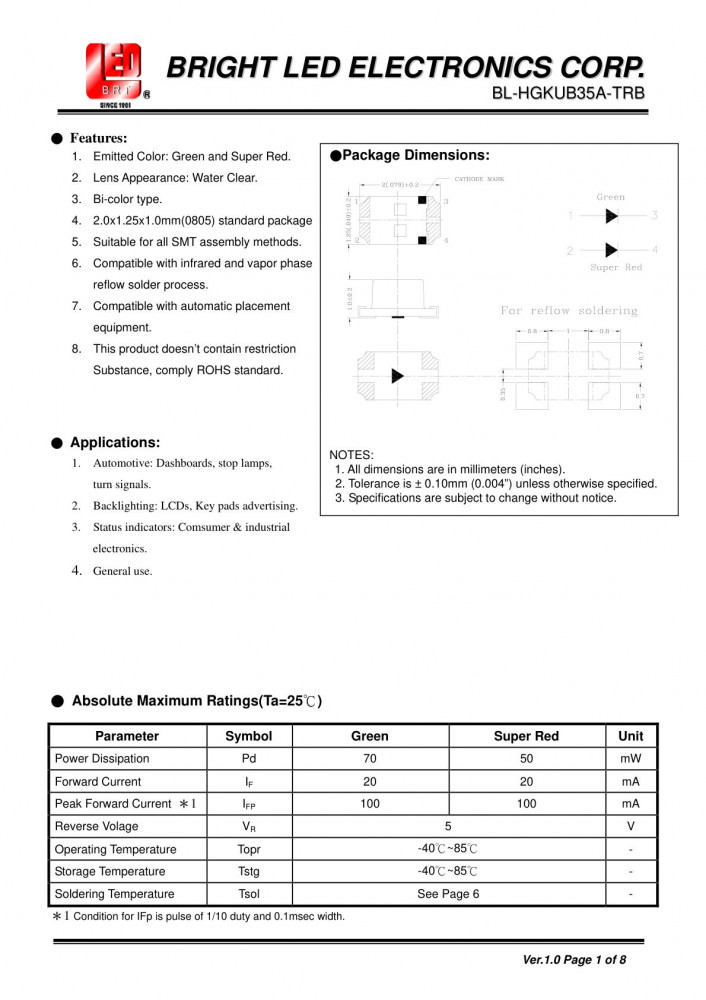 BL-HGKUB35A-TRB datasheet page 1