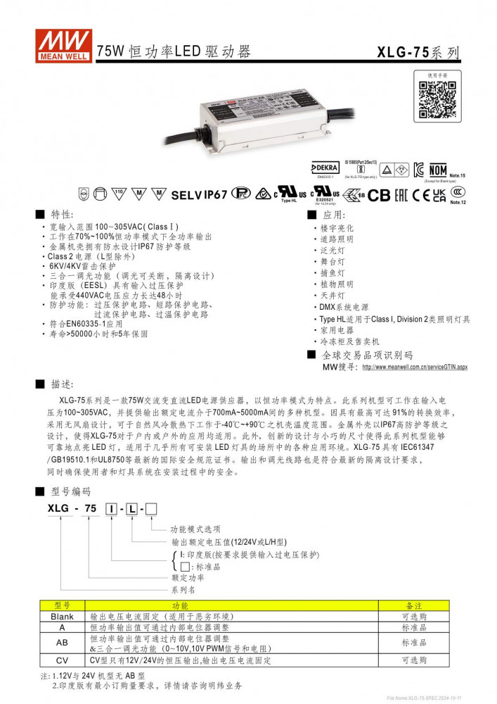XLG-75-L-AB datasheet page 1