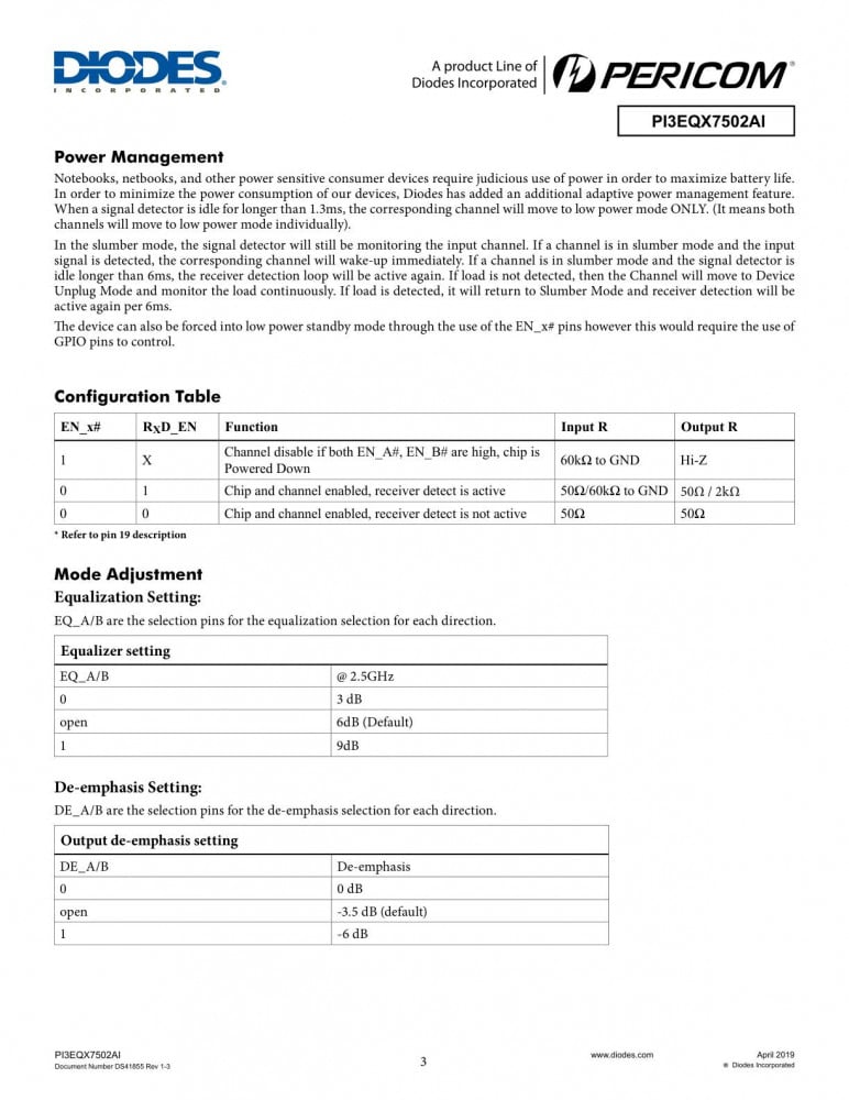 PI3EQX7502AI datasheet page 3