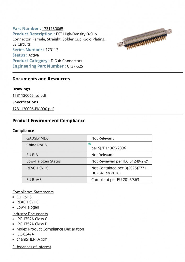 MOLEX 1731130065 technical document image 1