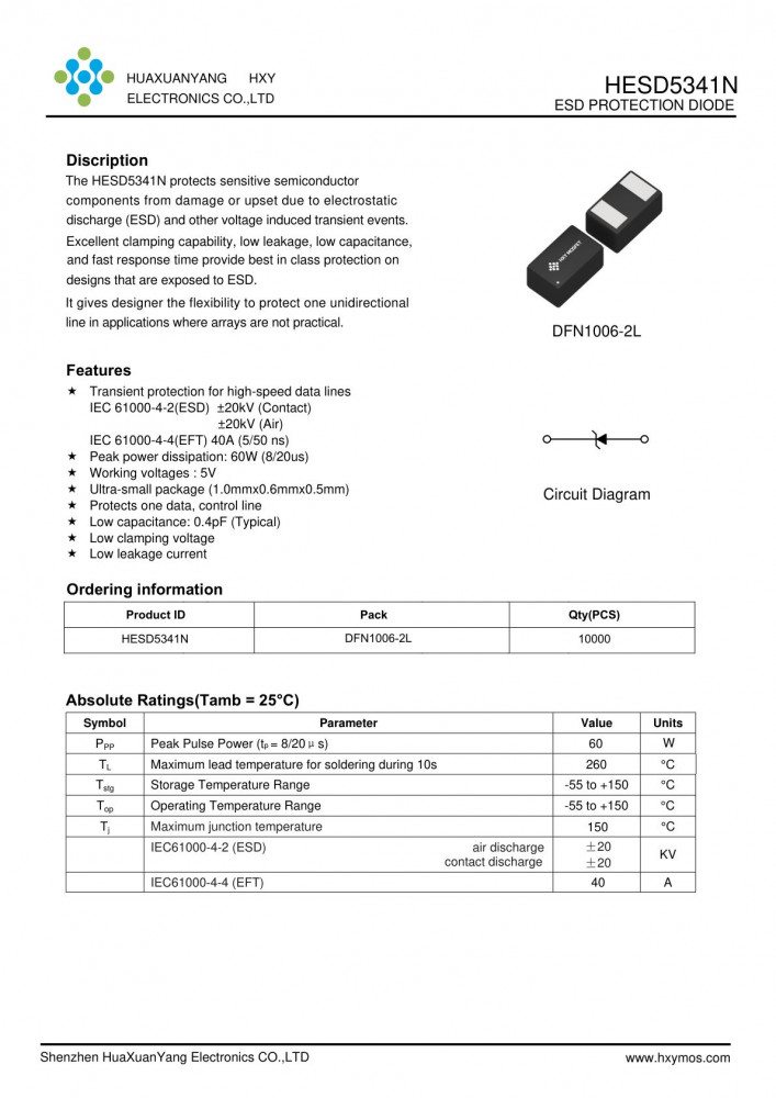 HESD5341N datasheet page 1