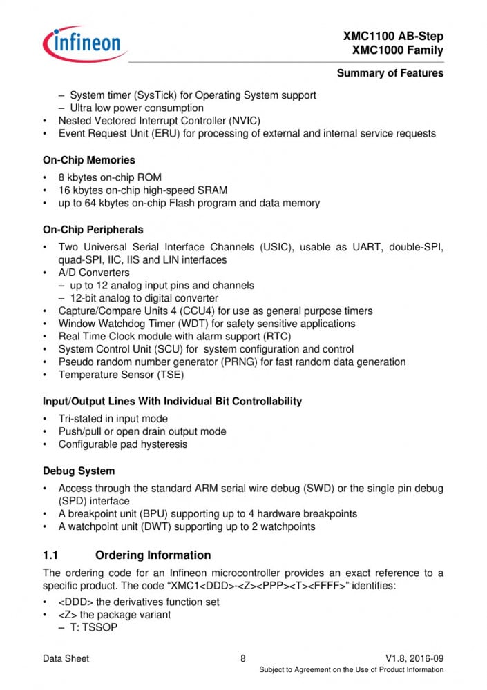 XMC1100 datasheet page 8