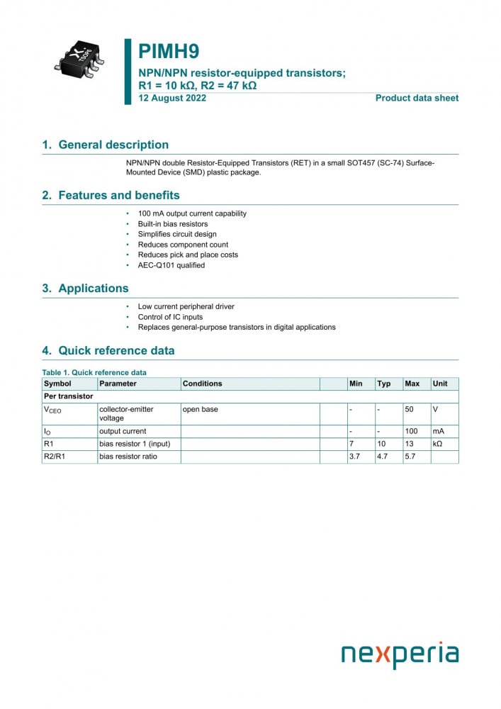 PIMH9 datasheet page 1