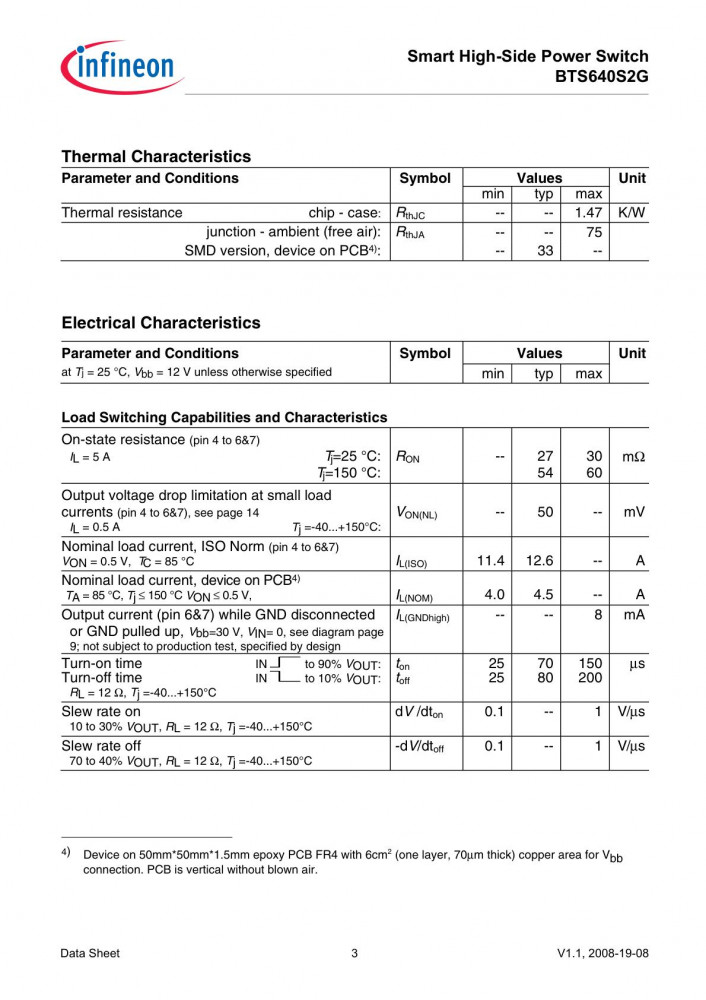 BTS640S2G datasheet page 3