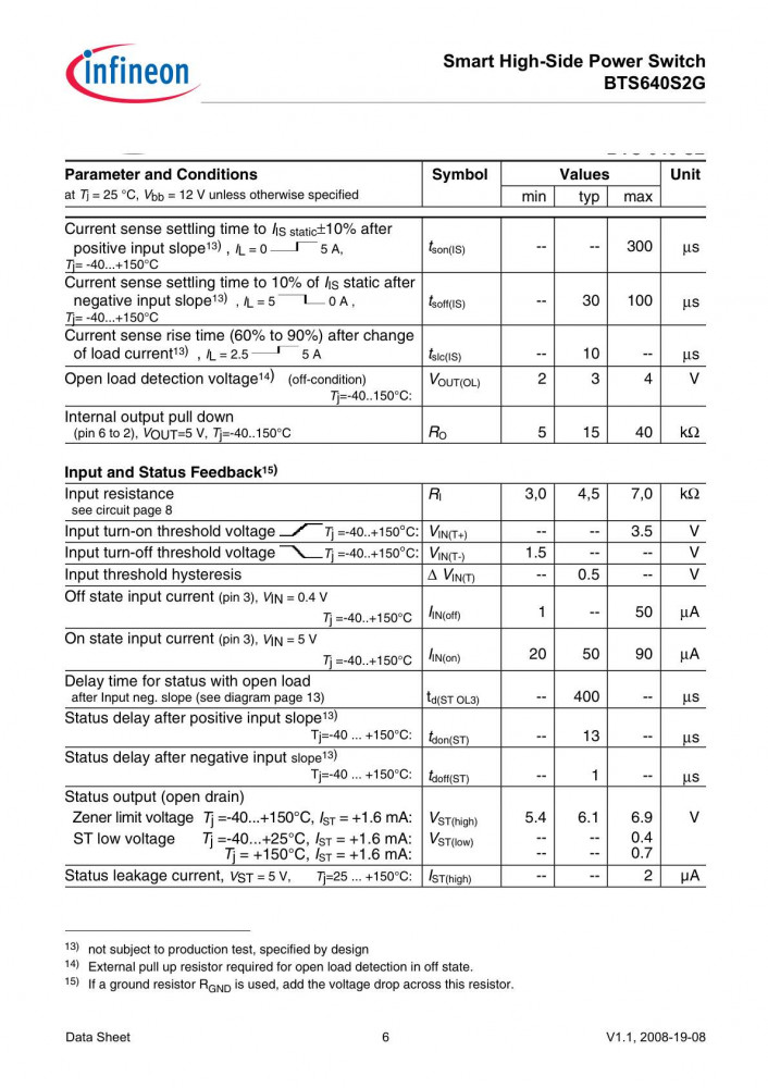 BTS640S2G datasheet page 6