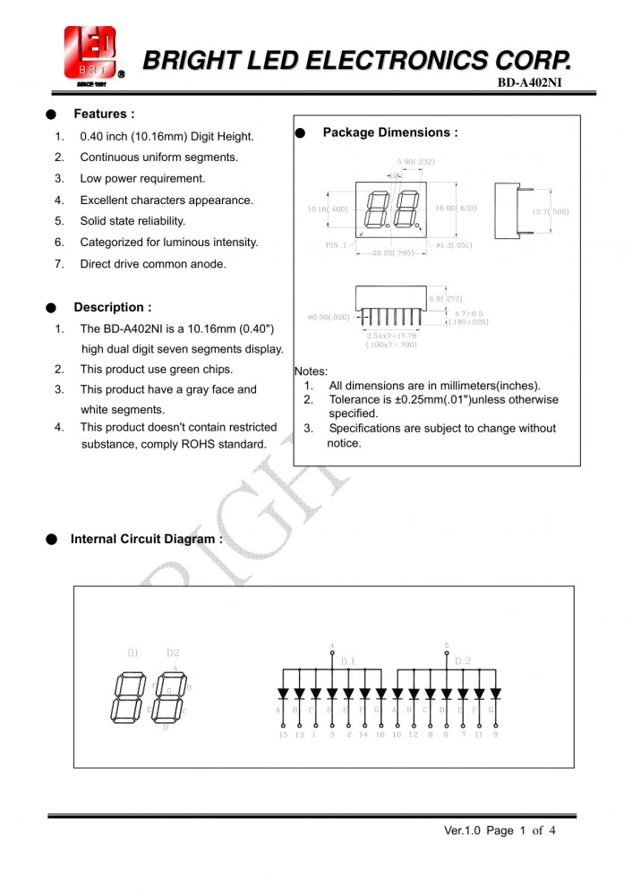 BD-A402NI datasheet page 1