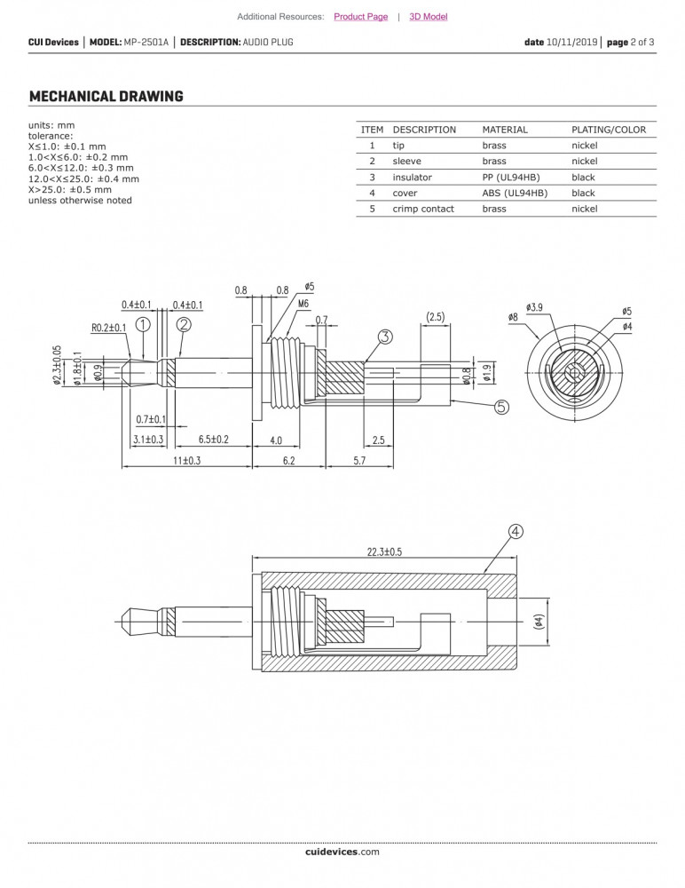 CUI MP-2501A datasheet page 2