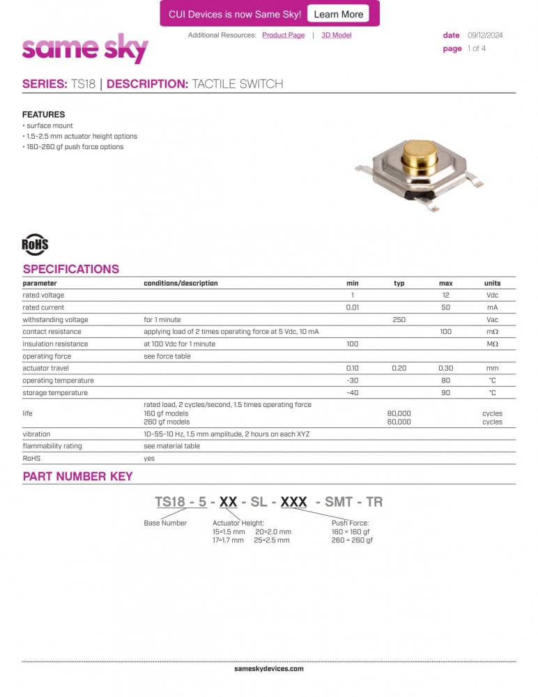 TS18 datasheet page 1