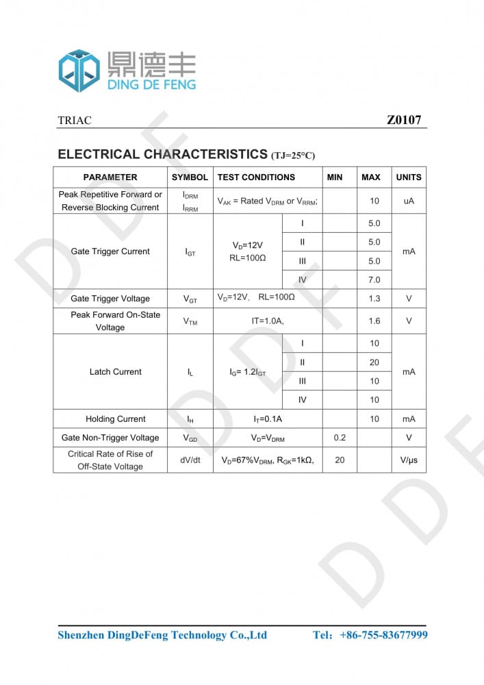 DDF Z0107 datasheet page 2