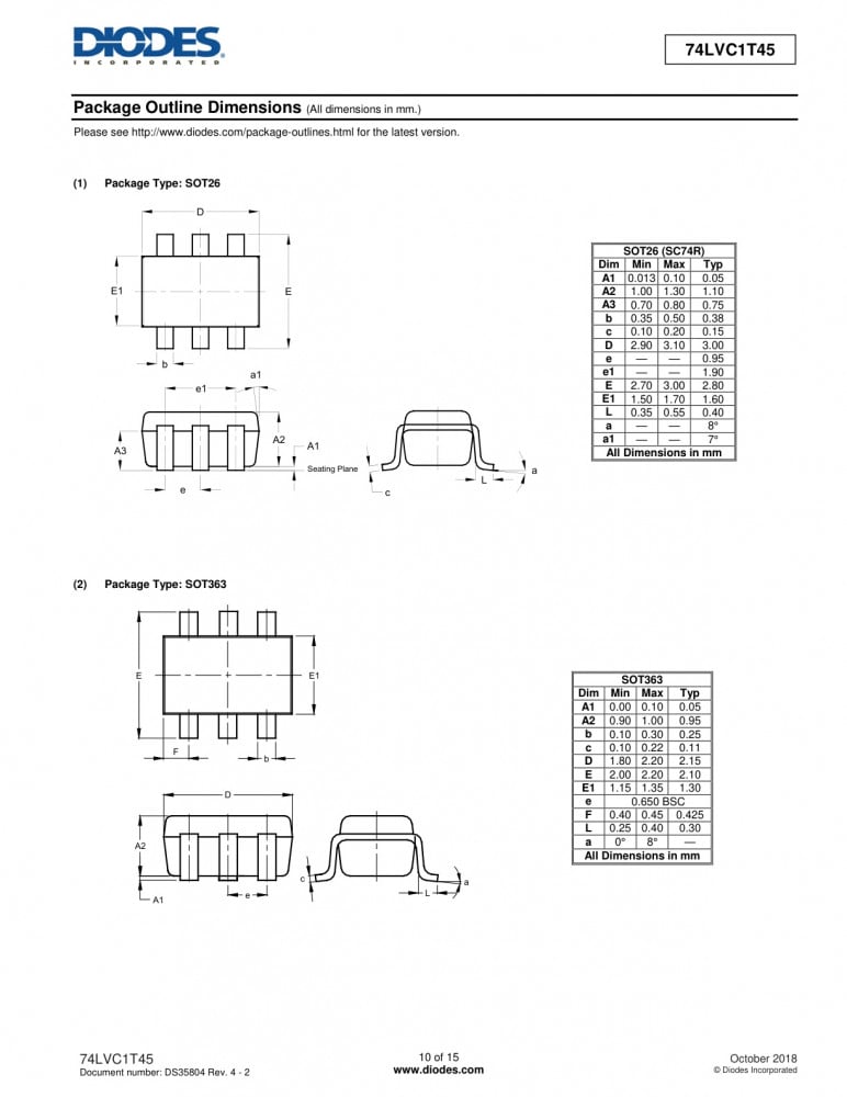 74LVC1T45DW-7 datasheet page 10