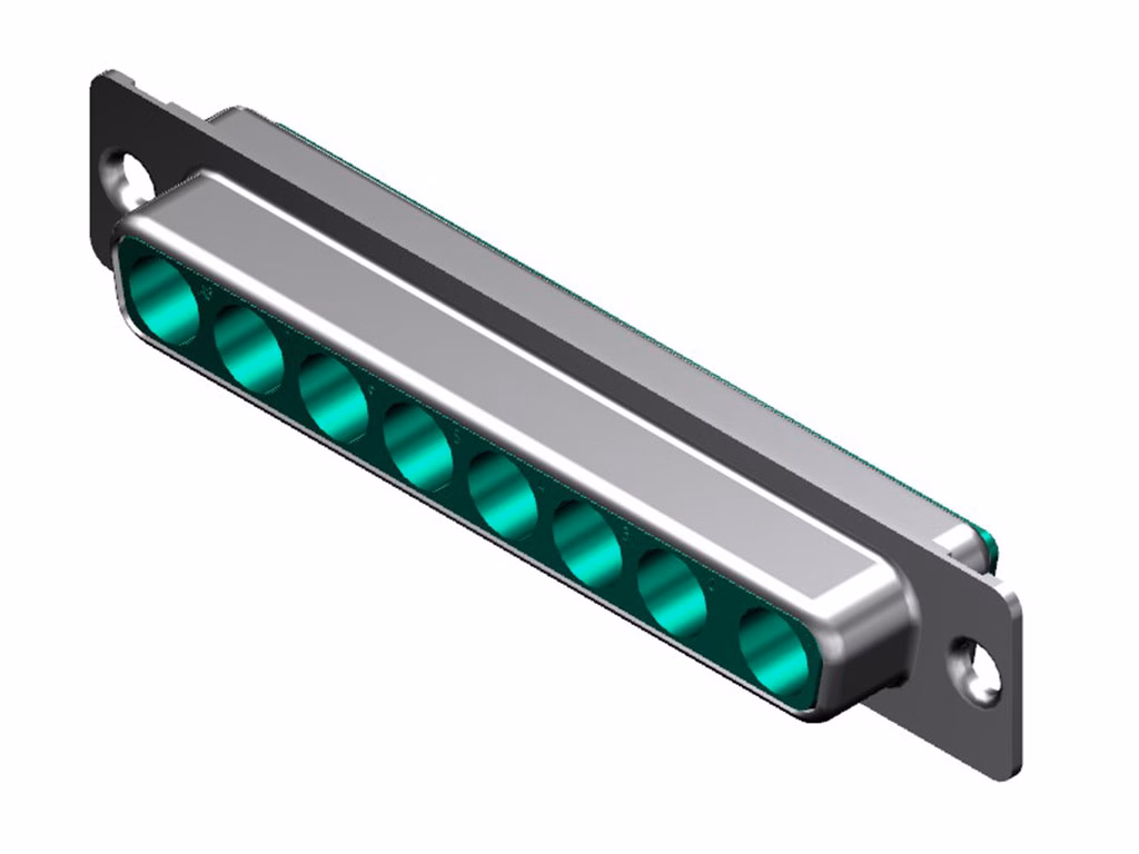 FCT Standard-Density D-Sub Crimp Housing, Male, Shell with Dimples, Non-Magnetic, 9 Circuits, Black Front and Rear Insulator, Crimp Contacts Included