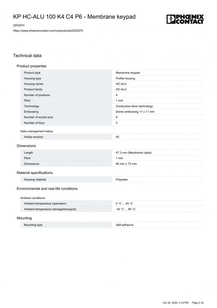 Phoenix Contact 2203574 technical document page 2