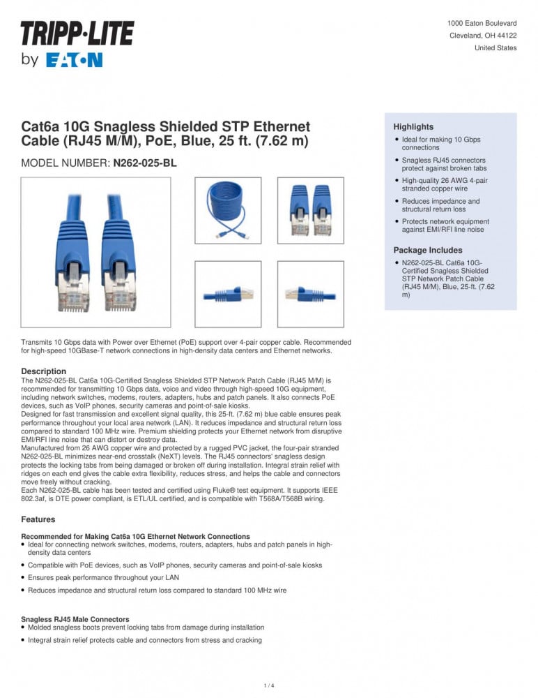 N262-025-BL technical document page 1