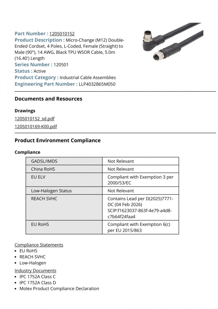 Molex packaging drawing page image 1