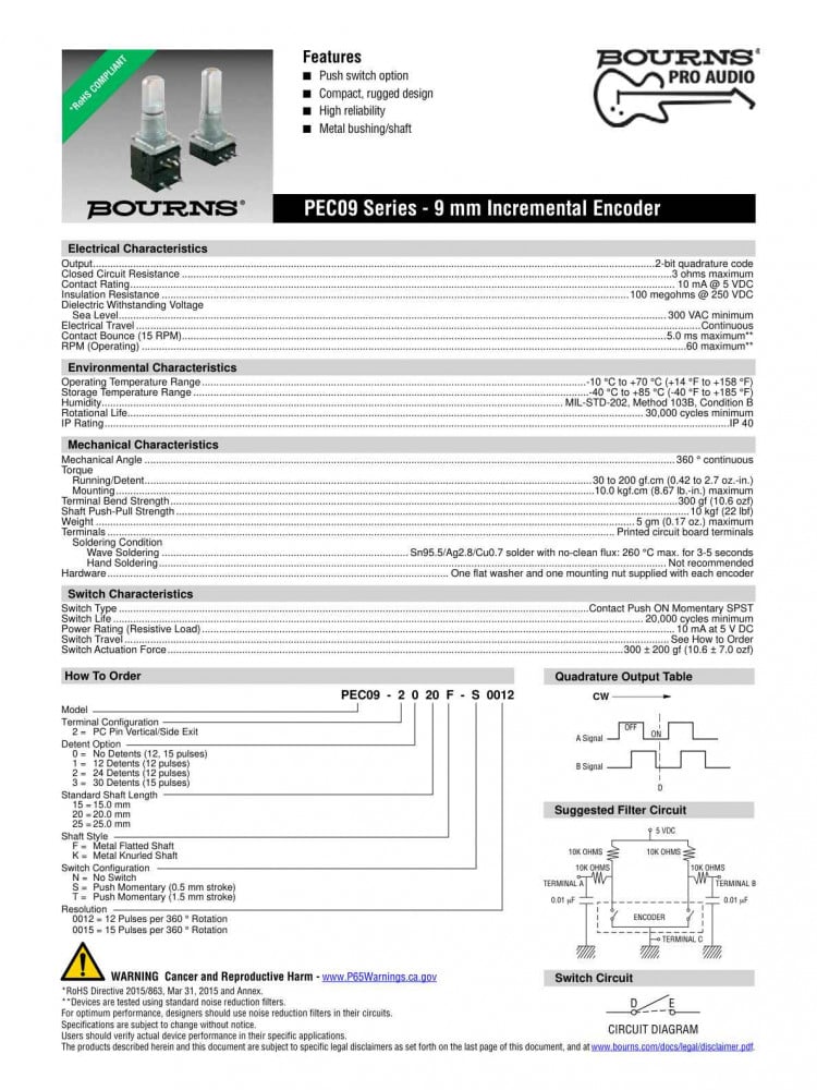 BOURNS PEC09 datasheet page 1