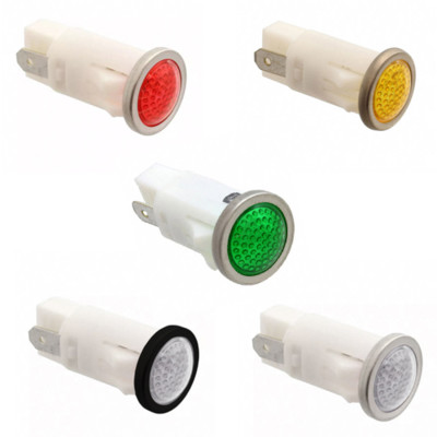Neon Panel Mount Indicator White .500″ Semi Dome 125V Tab Terminals for sale