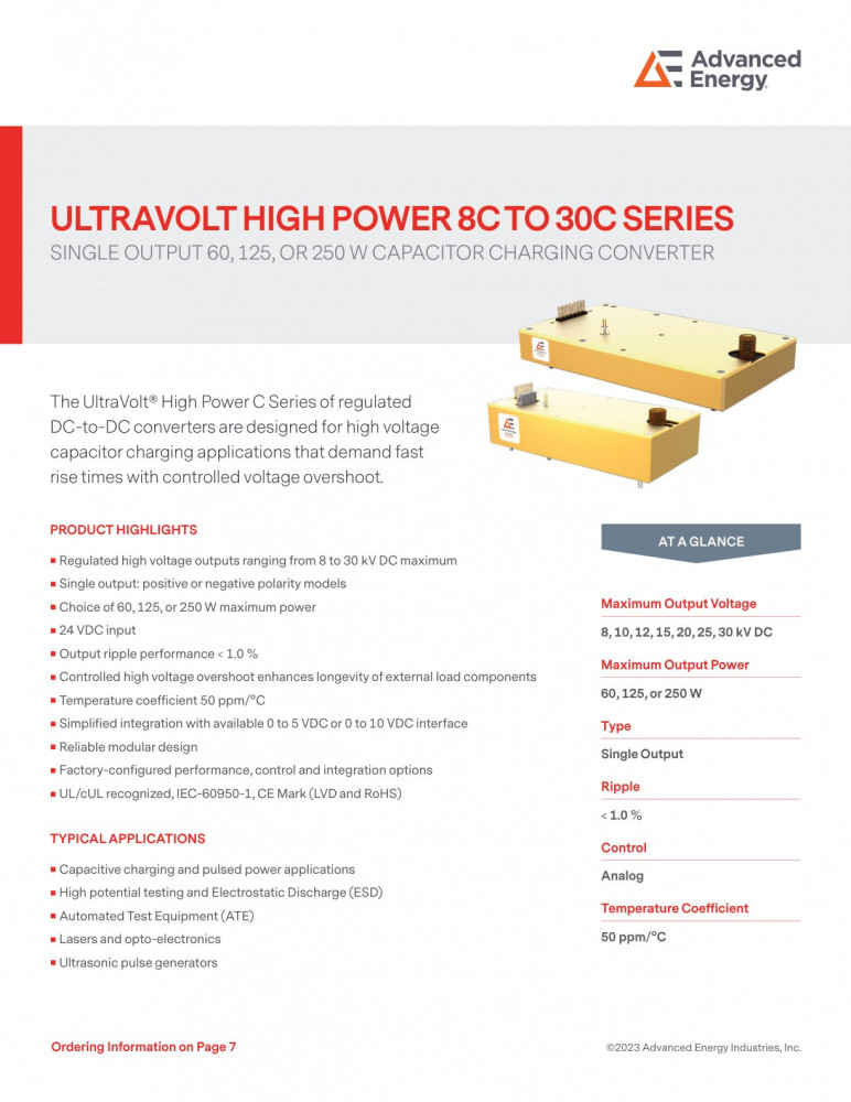 Advanced Energy UltraVolt C Series datasheet page 1