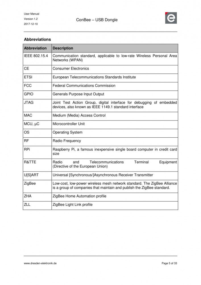 ConBee manual page 5