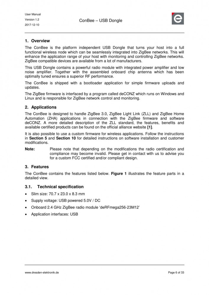 ConBee manual page 6