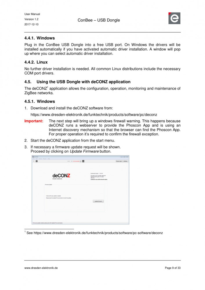 ConBee manual page 9