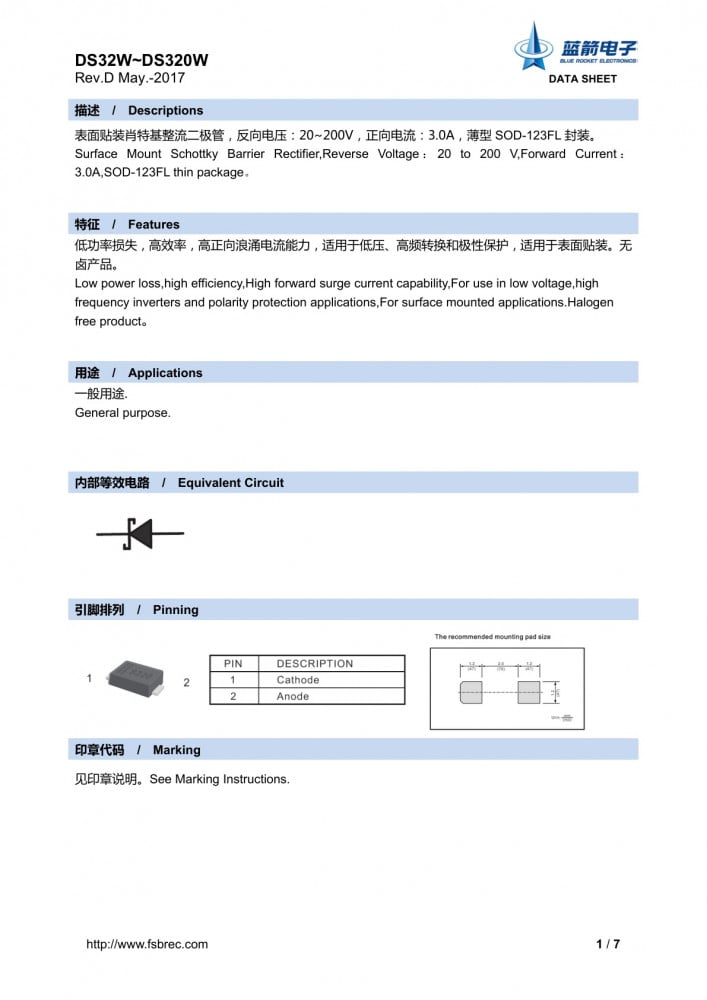 DS34W datasheet page 1