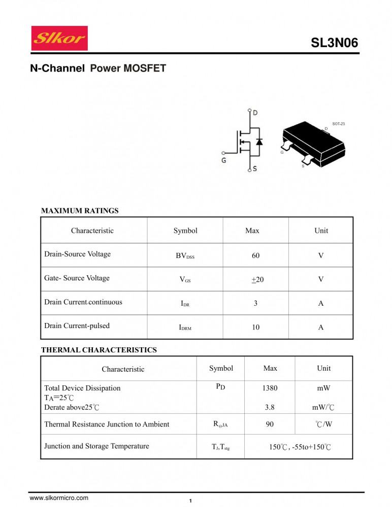 SL3N06 datasheet page 1