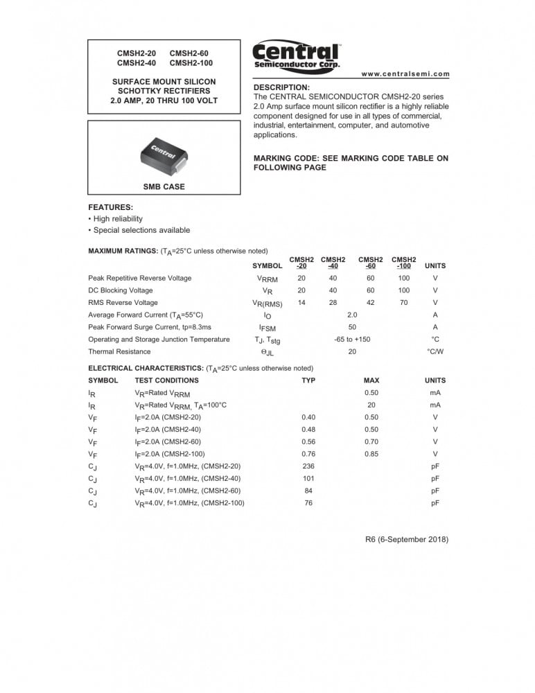 CMSH2-20 datasheet page 1