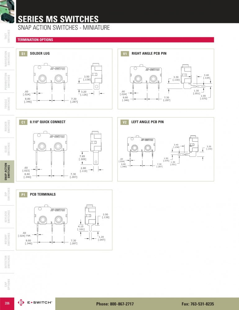 E-Switch MS series datasheet page 3