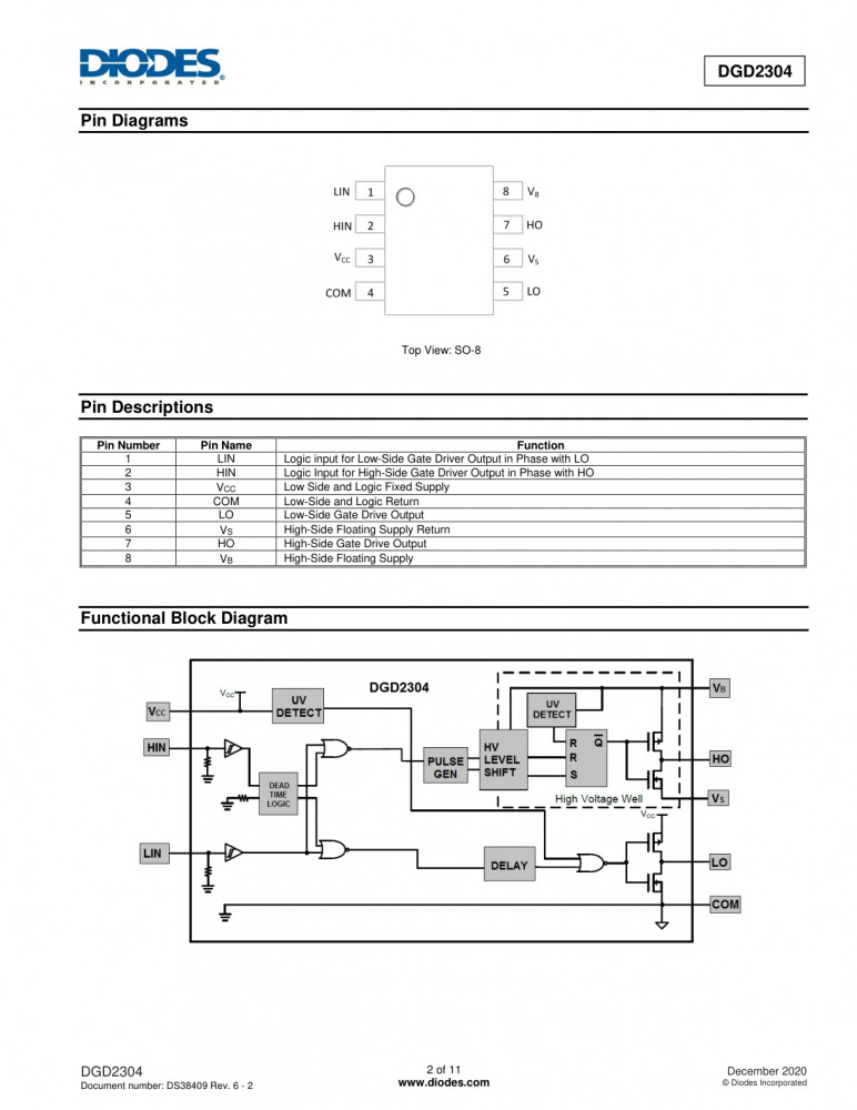 DGD2304S8-13 datasheet page 2