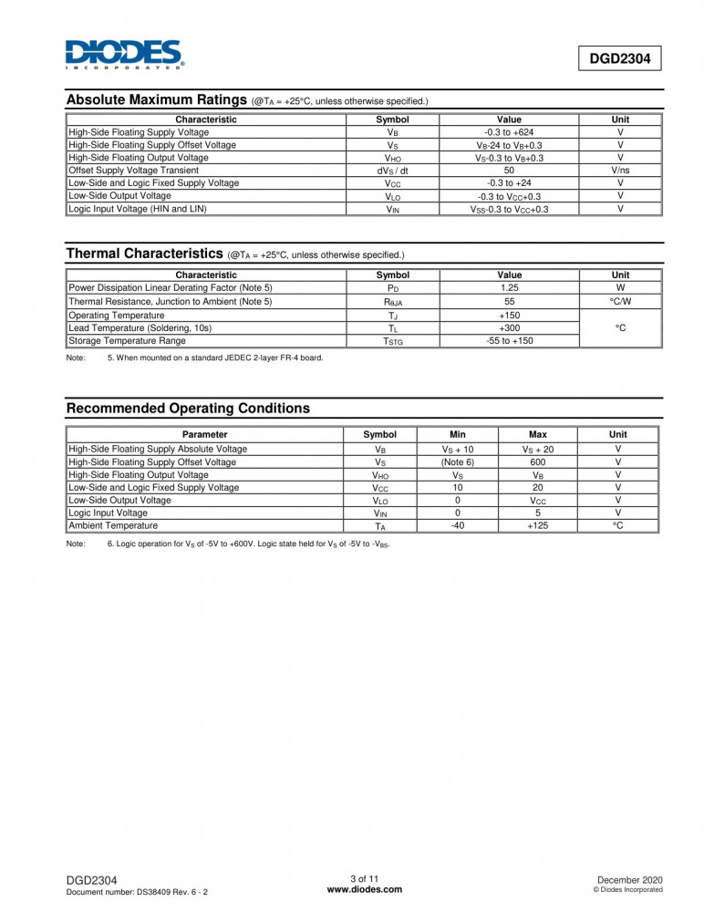 DGD2304S8-13 datasheet page 3