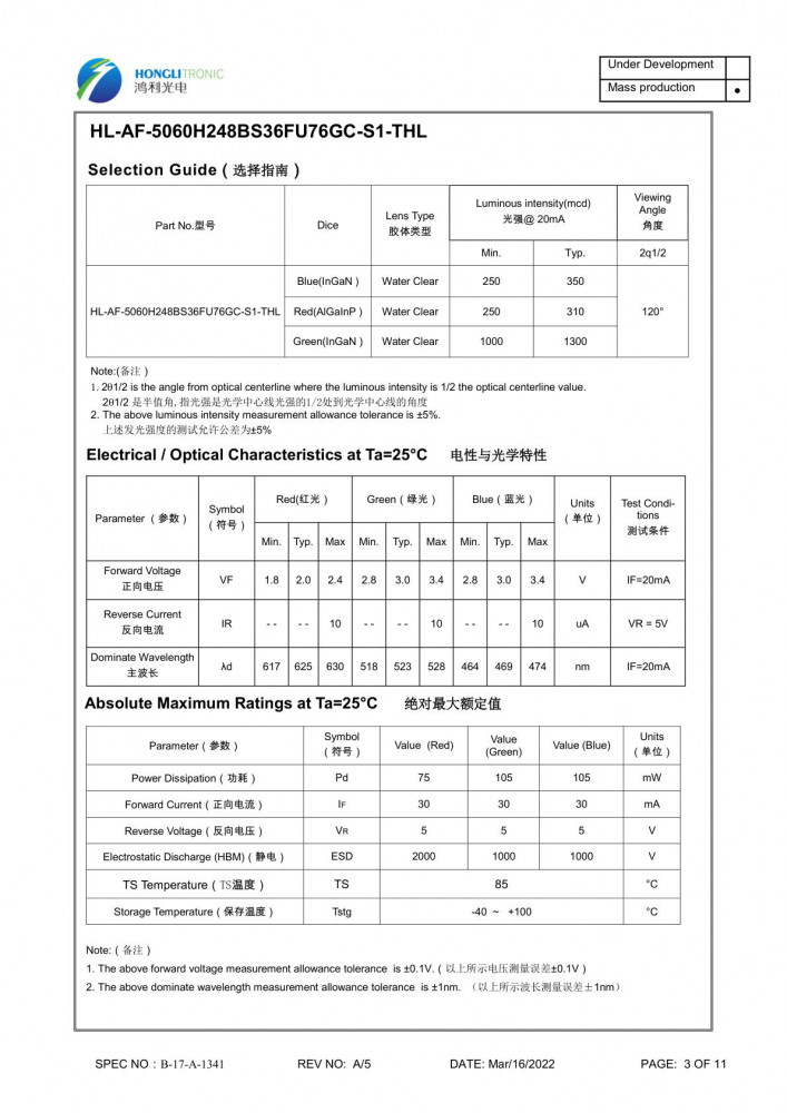 Datasheet page 3