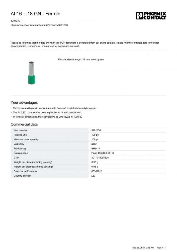 Phoenix Contact 3201330 product document page 1