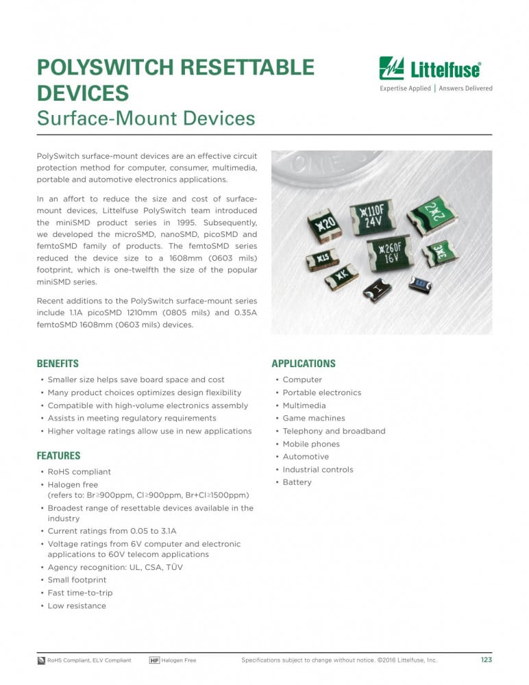 Littelfuse PolySwitch document page 1