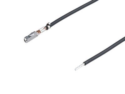 Pre-Crimped Lead MOX Female-to-Pigtail, Gold (Au) Plating, 450.00mm Length, 20 AWG, Black