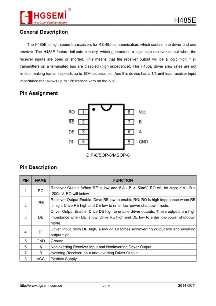 H485E datasheet page 2