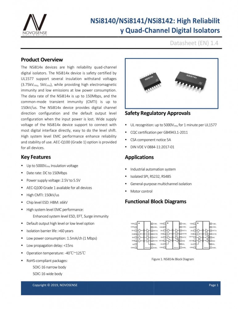 NSI8140N1 datasheet page 1