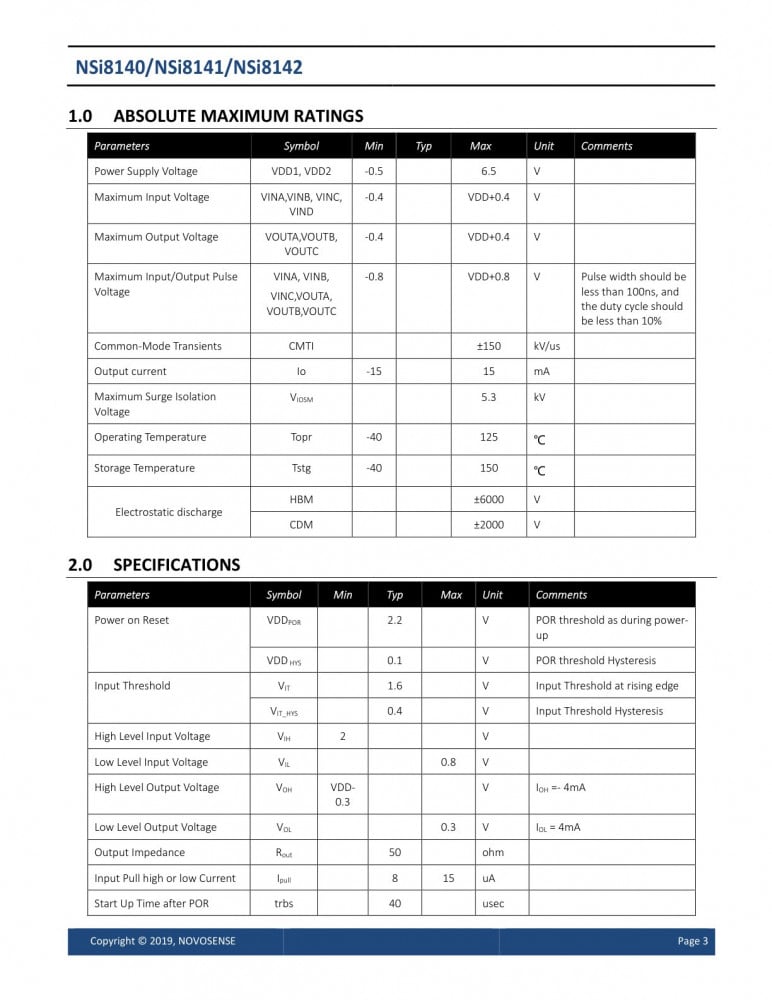 NSI8140N1 datasheet page 3